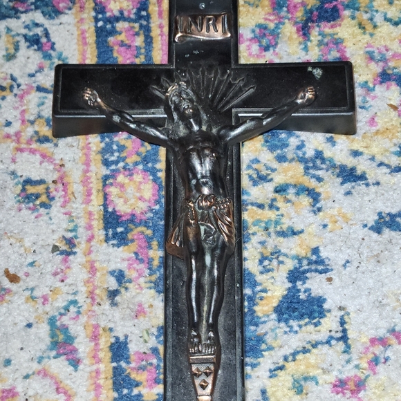 Wall Decor | Vintage Copper Plate Metalware Coffin Casket Funeral Cross ...